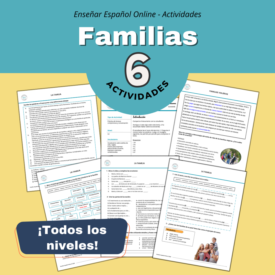 Enseñar la Familia y las Relaciones en Español a Adultos de Nivel A1 ...