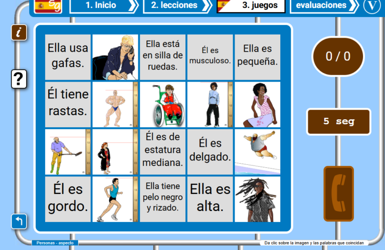 Juegos de vocabulario y ortografía A1 para la clase de español en línea ...